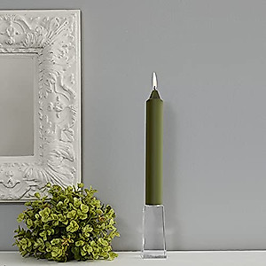 Root Candles Unscented Dinner Candles Beeswax Enhanced Smooth Collenette Boxed Candle Set, 9-Inch, Dark Olive, 4-Count