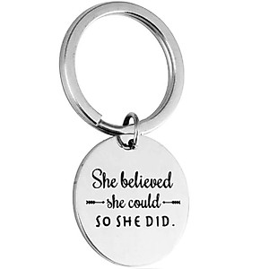 Jude Jewelers Stainless Steel Inspirational Mantra Family Secret Worlds Mother Father's Day Keychain Pendant (She Believed She Could so She Did)
