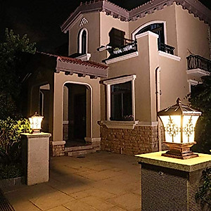 SPNEC Outdoor Lighting Solar Column Headlights Outdoor Doorpost Lights Waterproof Garden Lights Villa Wall Lights, Home Garden Viewing Lights Lawn Lights