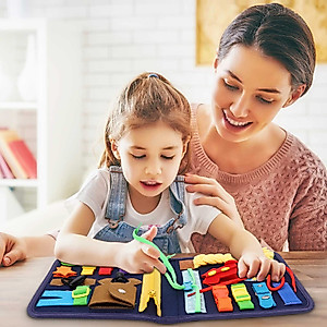 Busy Board Montessori Toys for Toddlers, Sensory Toys Gifts for 3+ Year Old Boys & Girls, Preschool Toddler Activities Educational Travel Toy Learning Basic Dress Skills