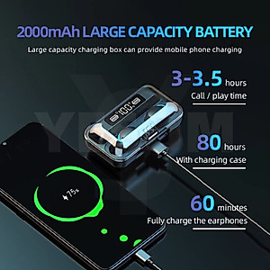 VALDUS TWS Wireless F9-5.1 (2022) Earbuds Bluetooth HiFi Stereo Headset Noise-Cancelling Touch Control Headphones Built-in HD Mic with Charging Case (Midnight Black)