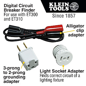Klein Tools RT250 GFCI Receptacle Tester with LCD Display, for Standard 3-Wire 120V Electrical Outlets & Finder Accessory Kit, Circuit Breaker Leads, Circuit Breaker Adapters Klein Tools 69411