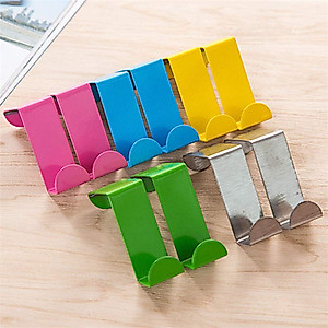 Baost 2 Pcs Stainless Steel Over The Door Hooks Z Shaped Hanging Hooks Bathroom Door Cabinet Back Hanger Hook Kitchen Space Saving Storage Organizer Rack for Towel, Hat, Coat Yellow