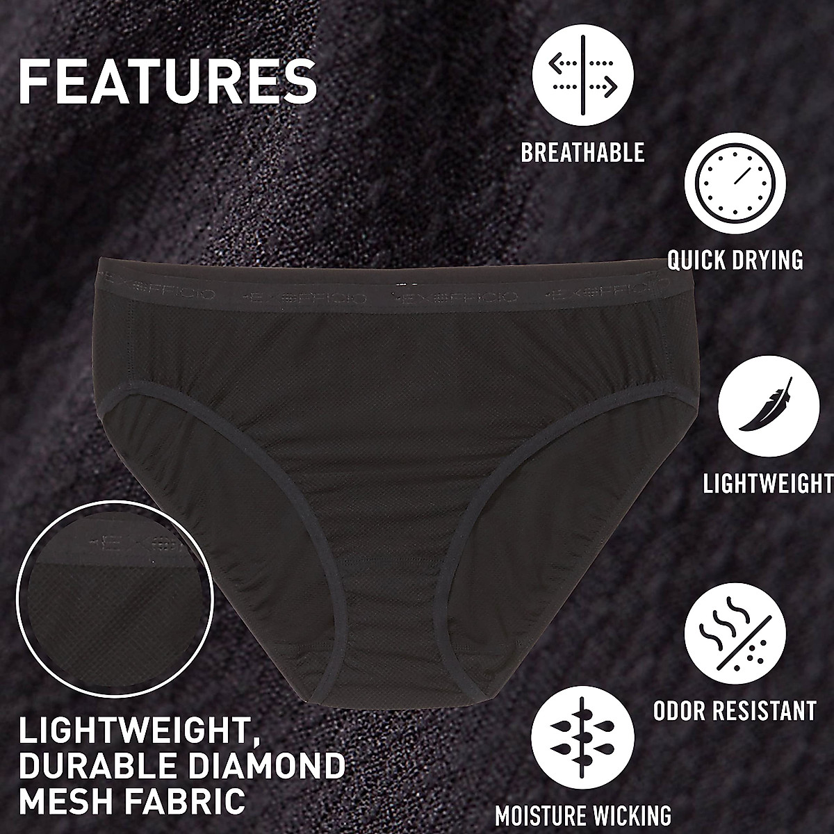 ExOfficio Women's Give-N-Go Bikini Brief, Black, Small