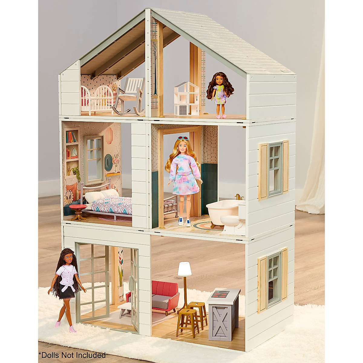 Little Tikes® Real Wood Stack ‘n Style™ Dollhouse with 14 Accessories and Many Combinations to Customize, Personalize, Dream, Design and Build and Play with Any 12-Inch Dolls