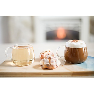 Teabloom Set of Two Premium Borosilicate Glass Tea Cups - 7 oz / 240 ml - Stain-free and Microwave Safe - Blossoms Collection