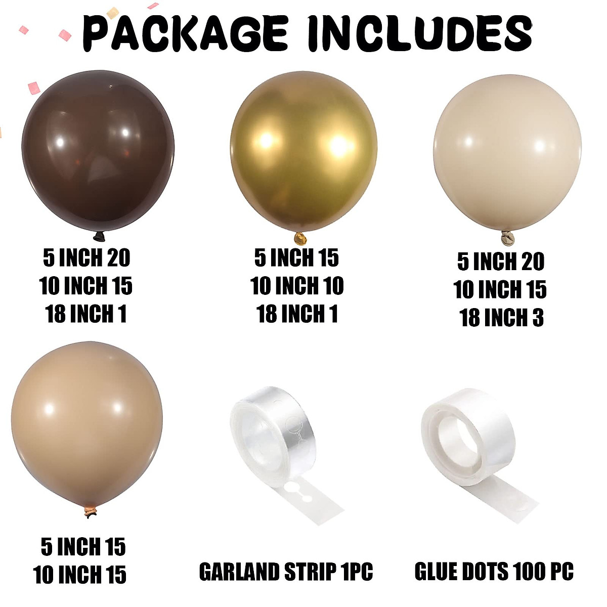 Beige Balloon Garland Arch Kit 132PCS Double-Stuffed Brown Nude Sand Chrome Gold Latex Balloons for Boho Teddy Bear Baby Shower Wedding Birthday Party Decoration