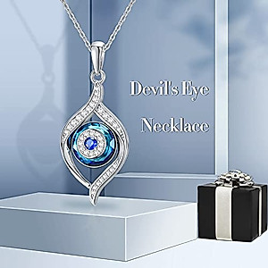 VONALA Evil Eye Necklace Sterling Silver Evil Eye Pendant Necklace for Women Blue Eyes Necklace Luck Amulet Ojo Turco Jewelry Gift for Women Daughter Mother
