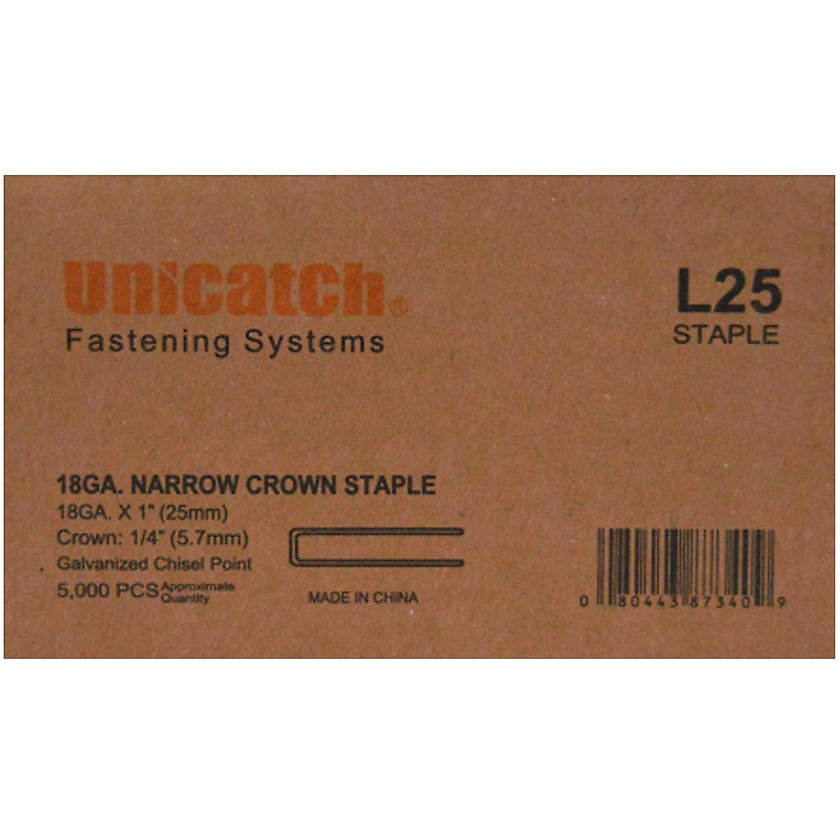 Senco L Series 18 Gauge Narrow 1/4 Inch Crown Staples - 1 Inch Legth (5,000/Box)
