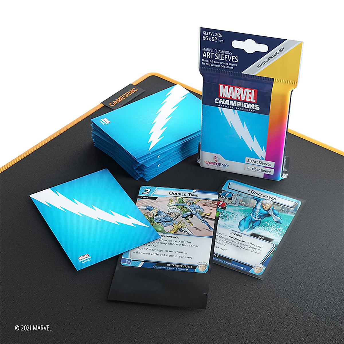 Gamegenic Marvel Champions The Card Game Official Quicksilver Art Sleeves | Pack of 50 Art Sleeves and 1 Clear Sleeve | Card Game Holder | Use with TCG and LCG Games | Made by Fantasy Flight Games