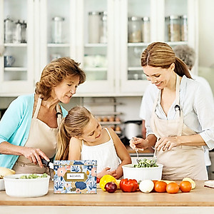 SUPMIND Recipe Box, Recipe Card Box for 4" x 6" Recipe Cards, Durable Metal Recipe Holder, Decorative Recipe Tin with Gift Box