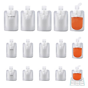 Kitchen GIMS 15 PCS Travel Pouches for Toiletries Travel Containers TSA Approved Refillable Squeeze Pouch for Shampoo Conditioner Cosmetics (30ml/50ml/100ml)