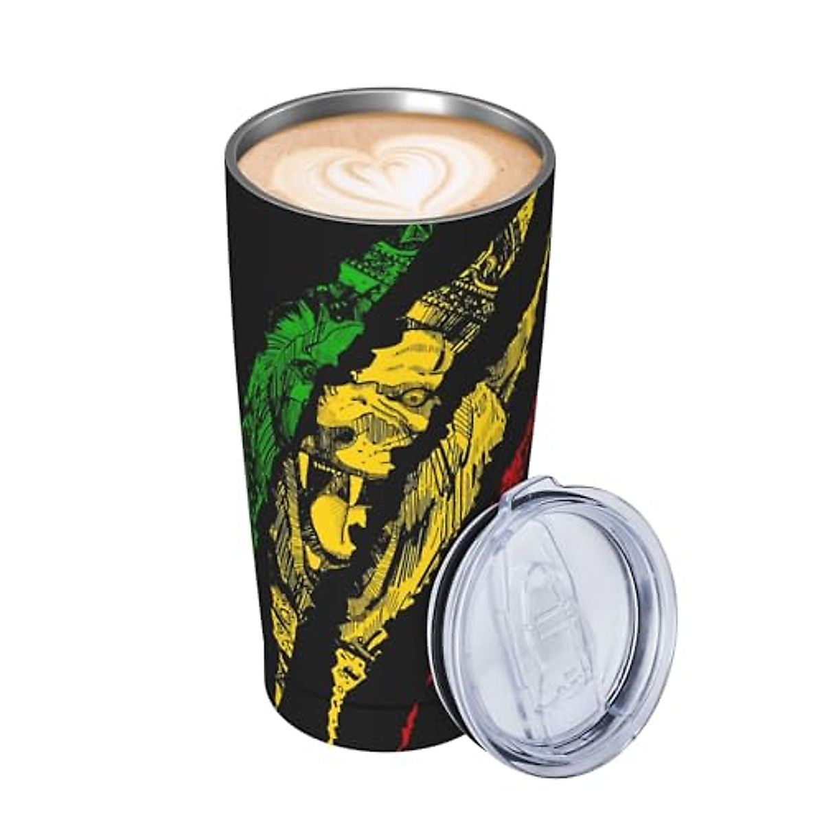 VKKOEWL Lion of Judah King Rasta Reggae Jamaica Stainless Steel Insulated Tumbler 20 Oz Travel Water Bottle Coffee Mug Drink Cup With Lid Straw
