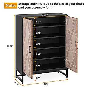 LITTLE TREE Shoe Storage Cabinet for Entryway, Modern Shoe Organizer Cabinet with Removable Shelves for 16-20 Pairs