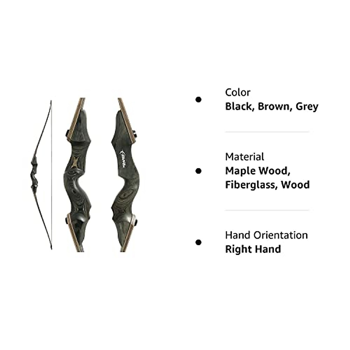 Black Hunter Archery Takedown Bow Longbow American Longbow Adult Right Hand Hunting Wood Bow 60",30-60lbs Target Practice