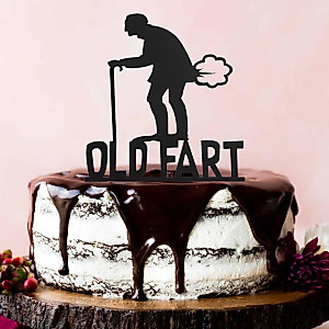 Old Birthday Cake Topper Humor Old Man Old Woman, Humor Old Man Old Woman Acrylic Happy Birthday Cake Topper, Humor Old Man Old Woman decoration ideas, Black acrylic cake decoration.