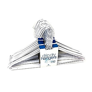 Set of 30 Wire Hangers Galvanized Steel Metal Coat Clothes Hangers with Plastic Coating White Color 16" (40.5Cm) Wide - 13 Gauge