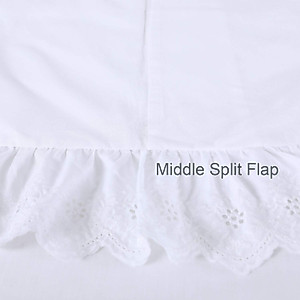 Eyelet Pillow Shams White Lace Ruffled Standard Shabby Chic Set of 2 Pillowcases Scalloped Farmhouse Country French Pretty Girls Cute Ruffle Embroidered 2 Pieces 20×26 Vintage Cotton 100%