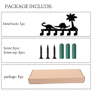 CREATCABIN Dinosaur Metal Key Holder Black Key Hooks Wall Mount Hanger Decor Iron Hanging Organizer Rock Decorative with 6 Hooks for Home Housewarming Gift Entryway Cabinet Hat Towel 10.6 x 6.3inch