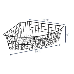 Leeden Lazy Susan Organizer Basket for 24" Diameter Turntable - 16.3" x 10.3" x 4" Metal Organizing Storage Bins (6 Packs) - Black Kitchen Cabinet Storage Organizer - 1/4 Wedge Can Organizer