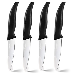 Yedcxup Paring Knives Set of 4-4'' Fruit Vegetable Paring Knives Large Sturdy Handle 4Cr14 Stainless Steel Sharp Blades Paring Knife Quick Cutting Small Kitchen Knife (4pcs/Black)