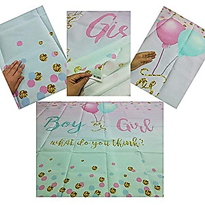 Boy or Girl Gender Reveal Backdrop Blue Pink Dots Balloon Photography Background 7x5ft Vinyl Gender Reveal Baby Shower Party Banner Backdrops W-1860