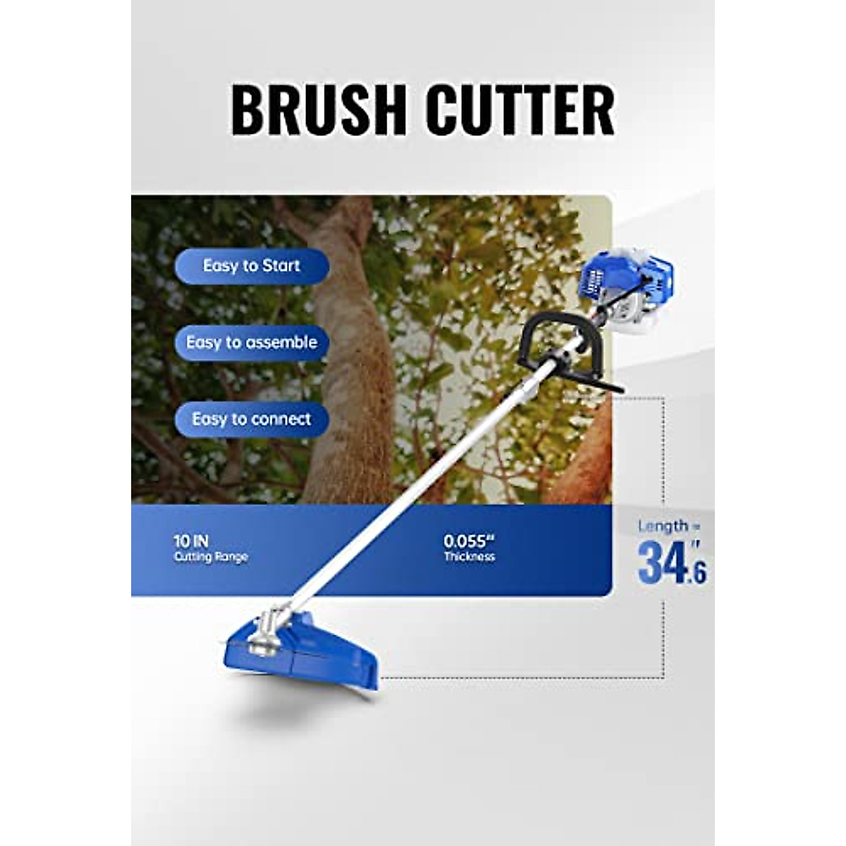 WILD BADGER POWER 26cc Weed Eater/Wacker Gas Powered, String Trimmer/Edger, Pole Saw, Hedge Trimmer and Brush Cutter Blade, 4-in-1 Multi Yard Care Tools, Rubber Handle & Shoulder Strap Included