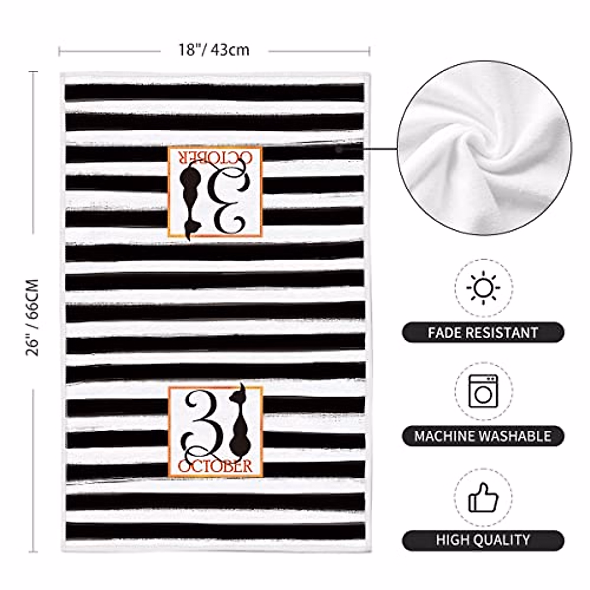 Artoid Mode Stripes 31 October Happy Halloween Ghost Pumpkins Trailer Kitchen Towels Dish Towels, 18 x 26 Inch Hand Towel Bathroom Gift Set of 2