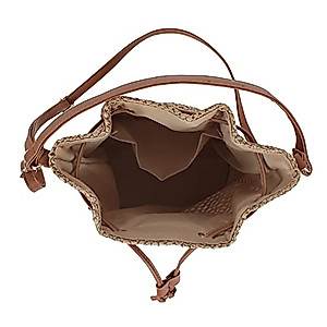 Goclothod Drawstring Shoulder Bag Cotton Crochet Purse Weave Bucket Handbag