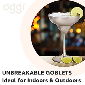 Oggi Stainless Steel Margarita Glasses - 12oz, Set of 2 - Unbreakable Margarita Glasses, Ideal Outdoor Margarita Glasses for Boating, RV, Parties, Stylish Cocktail Glasses & Margarita Glass Gift Set