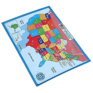 2 Sheets United States map poster US map supplies playroom decor supply accessories accessory supply Cartoon flip chart synthetic paper Operitacx