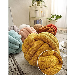 GXYR Knot Pillow Ball,Soft Round Throw Pillow,Handmade Knotted Pillow,Plush Knot Ball Pillow,Modern Home Sofa Couch Pillow Decor Pillows for Bedroom Photography Props-Caramel/8.7"