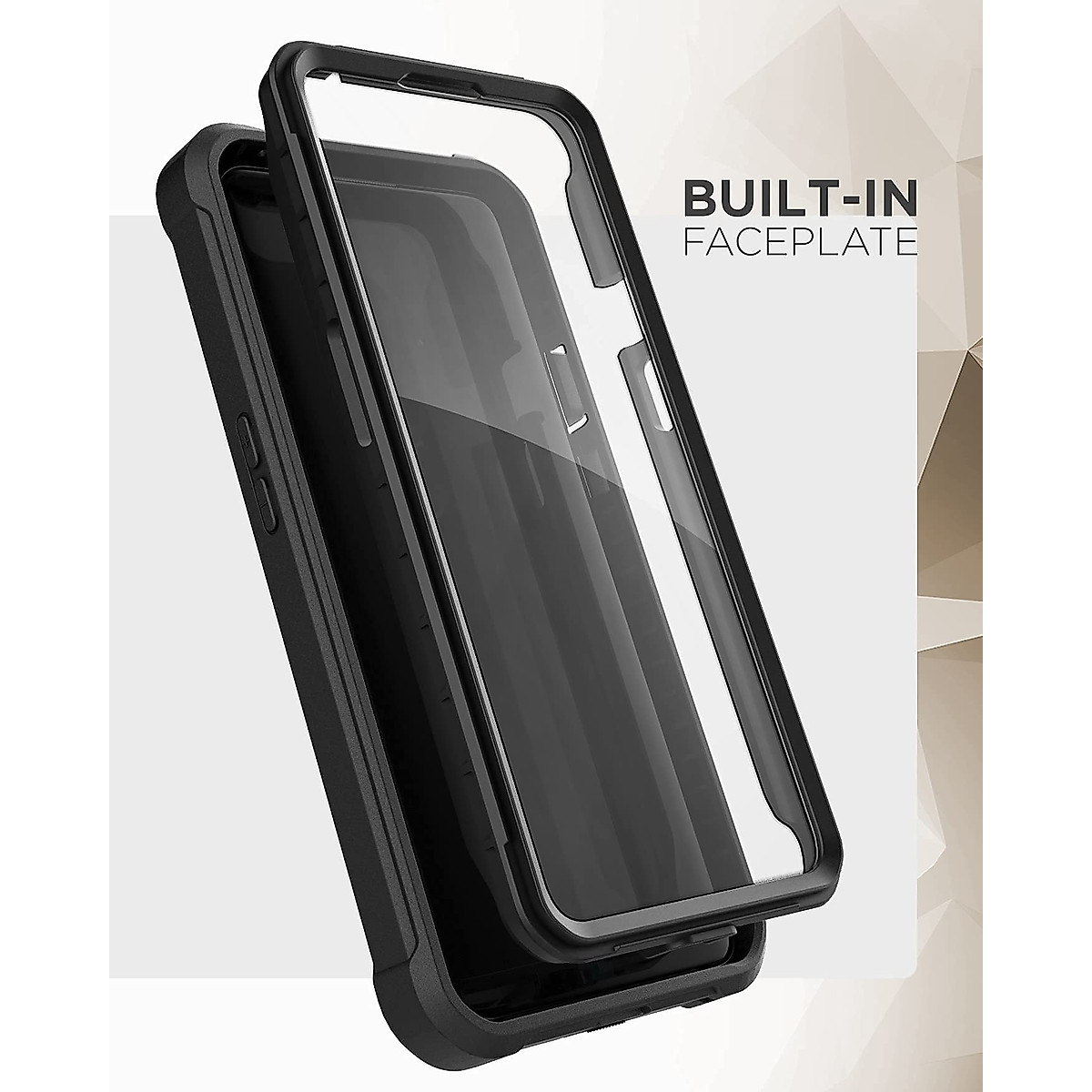 ENCASED Falcon Armor Designed for OnePlus 9 Case with Screen Protector, Protective Full Body Cover with Built-in Screen Guard (Black) (OnePlus 9)
