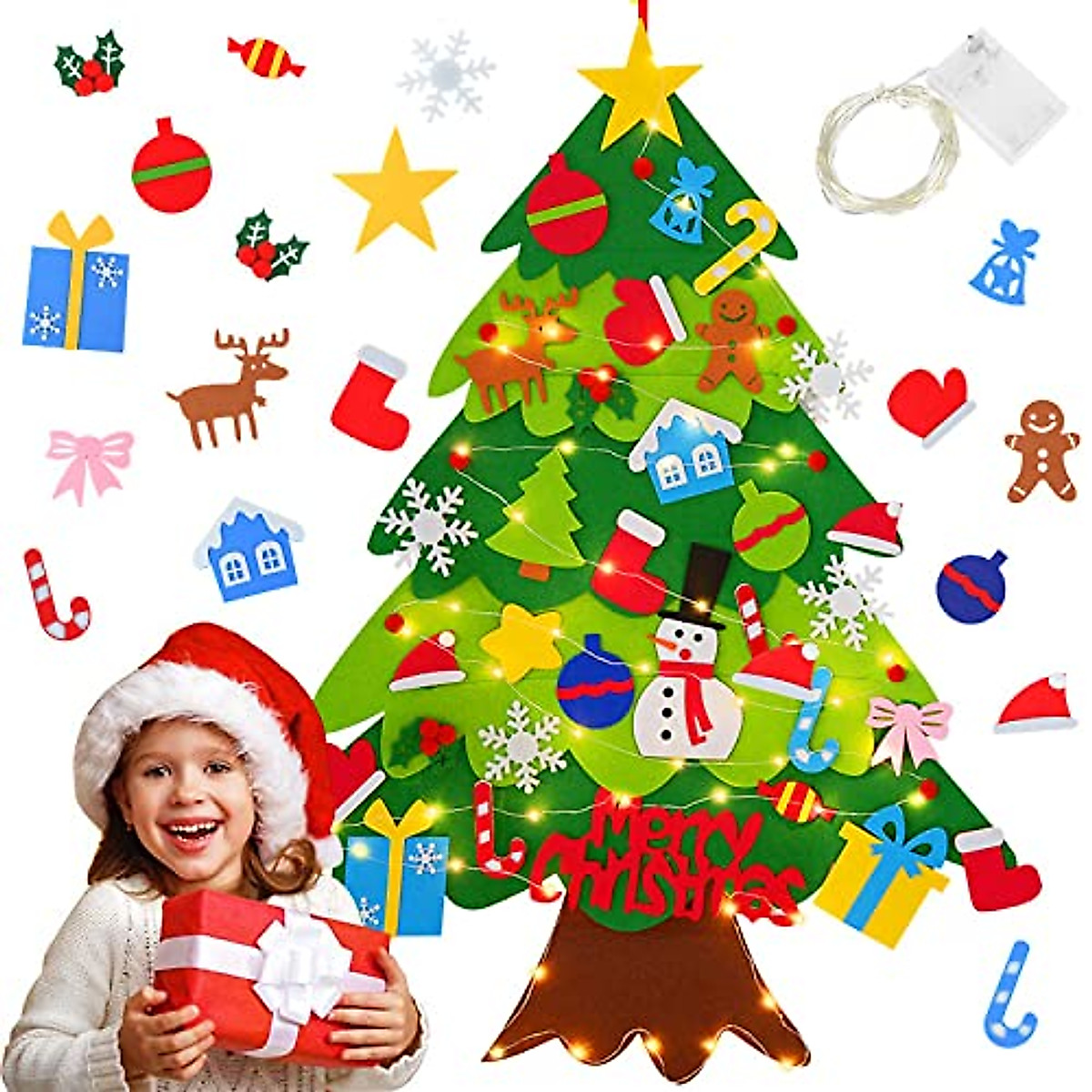 MYHJL DIY Felt Christmas Tree Merry Christmas Decoration for Home Xmas Gifts Cristmas Tree Ornaments New Year 2024(01#)