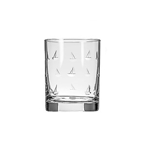 Rolf Glass Sailing Double Old Fashioned Glass 13 ounce | Engraved Whiskey Glass | Lead-Free Glass Tumbler | Etched Whiskey Tumbler Glasses | Proudly Made in the USA (Set of 2)