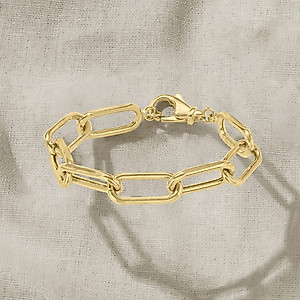 Ross-Simons 18kt Gold Over Sterling Large Paper Clip Link Bracelet. 7 inches