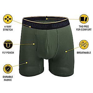 Caterpillar Men's 4-Pack Comfort Core Boxer Briefs, Green, Large