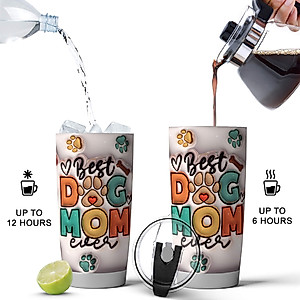 Fancyfams Best Dog Mom Tumbler, 20 oz Stainless Steel Thermal Insulated Coffee Mug, Dog Mom Gifts for Women, Cup Tumbler for Women, (20oz)