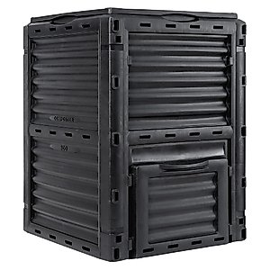 JupiterForce Garden Compost Bin 80 Gallon (300 L) from BPA Free Material, Classic Compost bin by Easy Assembling, Large Capacity, Fast Creation of Fertile Soil, Household Waste Saver, Black