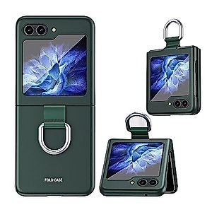 Kowauri for Samsung Galaxy Z Flip 5 5G Case with Ring,Slim Anti-Fall Shockproof Protective Phone Cover Case for Samsung Galaxy Z Flip 5 5G 2023 (Green)