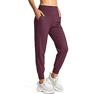G Gradual Women's Joggers High Waisted Yoga Pants with Pockets Loose Leggings for Women Workout, Athletic, Lounge (Maroon, Small)