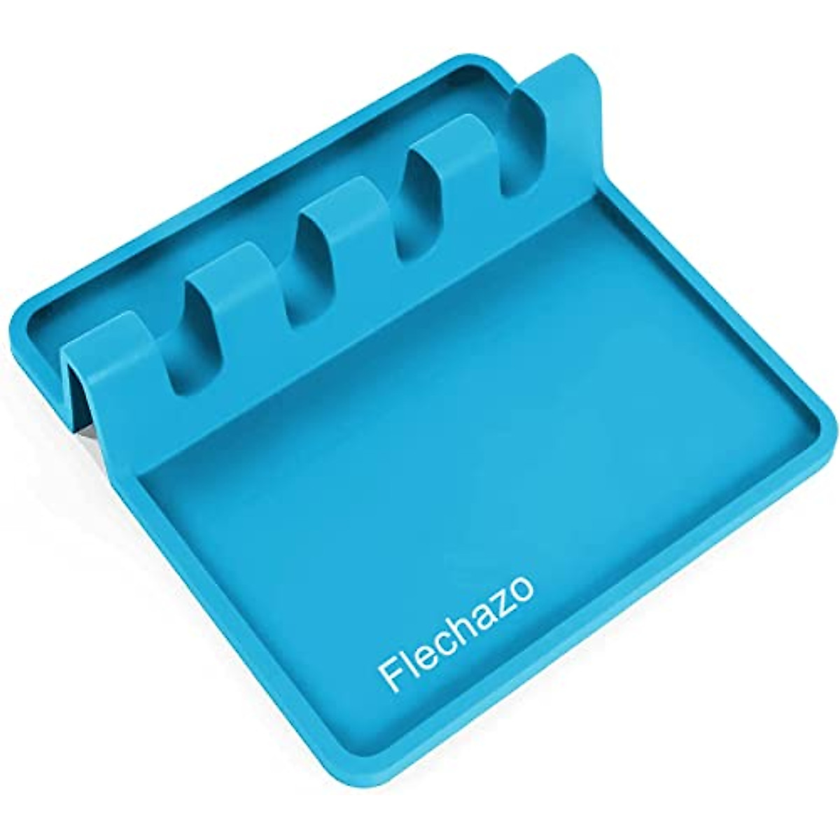 Silicone kitchenware mat-multi-spoon rack for kitchen countertops, cutlery rack with drip pad, suitable for cooking utensils such as barbecue tongs, spoons, etc., essential for party kitchens (blue)