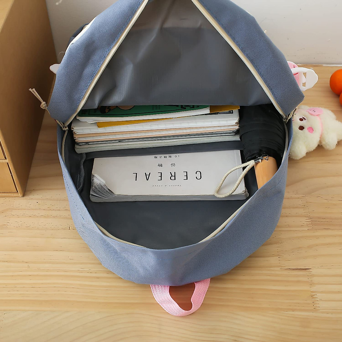 AG AGUU Backpack with Pendants and Pins Accessories 5Pcs Sets Rucksack bag for Women Aesthetic Canvas Daypack(Black)