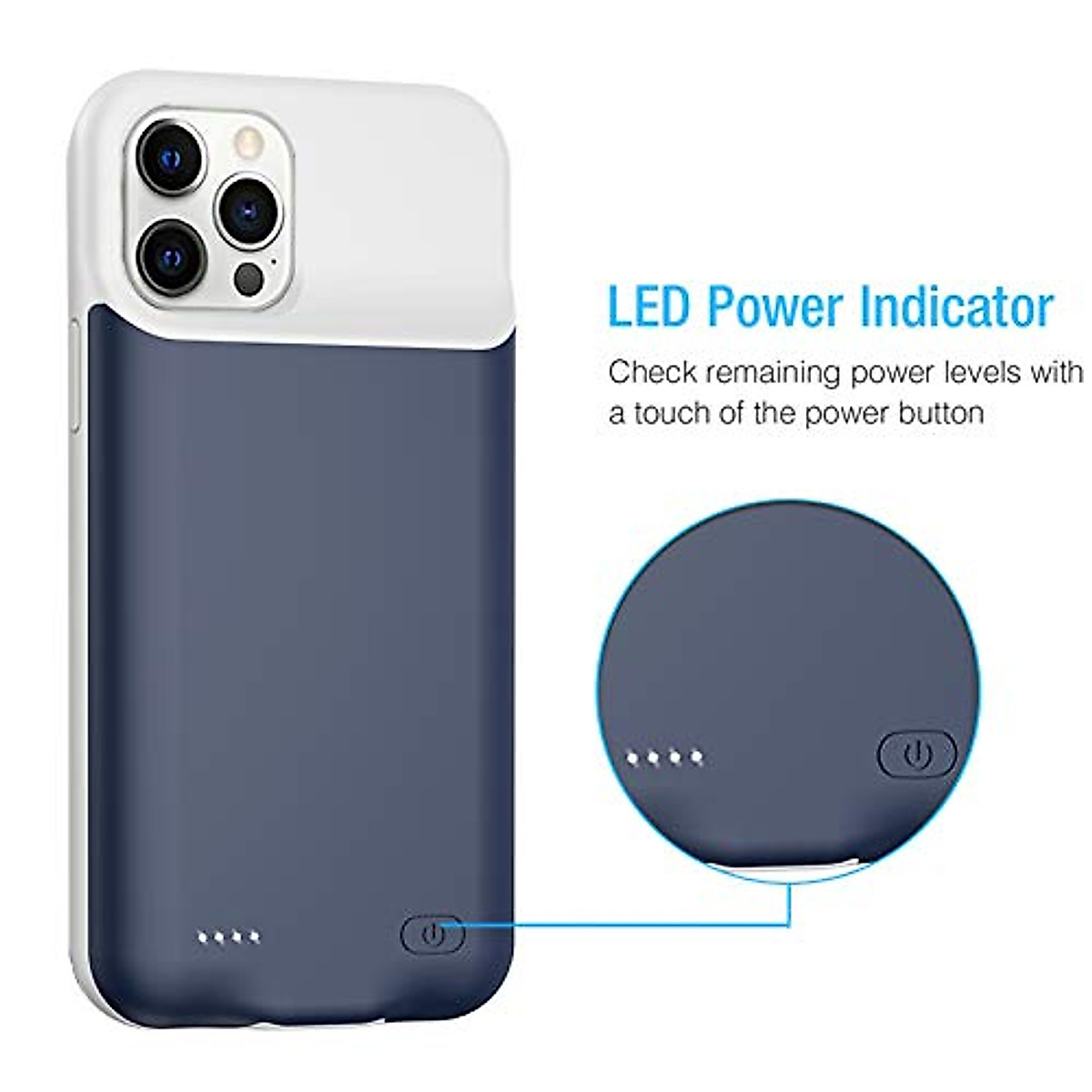 MAXBEAR Battery Case for iPhone 12/12 Pro, Upgraded 7000mAh Slim Portable Protective Charging case Compatible with iPhone 12/12 Pro (6.1 inch) Rechargeable Battery Pack Charger Case (Blue)