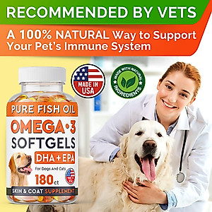 StrellaLab Omega 3 Fish Oil Pills for Dogs (180 Ct) - No Fishy Smell Softgels - EPA + DHA Fatty Acids Reduce Shedding&Itching - Supports Joints, Brain, Heart&Overall Health - EPA&DHA Fatty Acids - USA