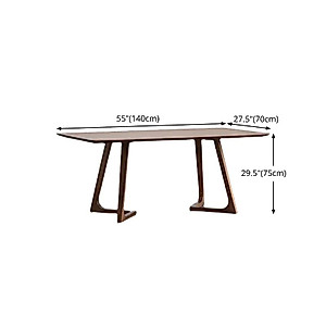 NIUYAO Rectangle Solid Wood Dining Table, Classic Pine Tabletop with Double Pedestal Base Simple Modern Long Meeting Table -Brown 55" L x 27.5" W x 29.5" H