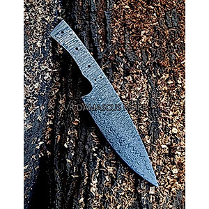 JNR Traders Forged Damascus Steel Chef Knife Blank Blade for Knife Making Diy Professional Kitchen Knives Blanks 10.50" Jnr6045Ld