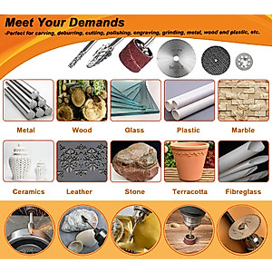 CAROTUPY Tungsten Carbide Burr Set 1/8" Shank，Die Grinder Bits with Sanding Drums and Cutting Wheel Set, 195Pcs Pratical Sanding Bits Kit for Metal, Wood, Plastic, Glass