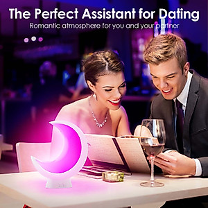 ECOLOR Smart Table Lamp, RGB APP Control Moon Lamp, Small Lamp with Scene Mode and Music Mode, Dimmable Warm White Light Touch Lamps for Bedrooms and Living Room