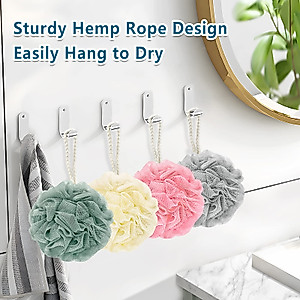 Awontar Bath Loofah Sponge, 60G Shower Loofah Exfoliating Body Scrubber Sponge, 4 Count Bath Mesh Pouf Ball for Women and Men (Light Color)